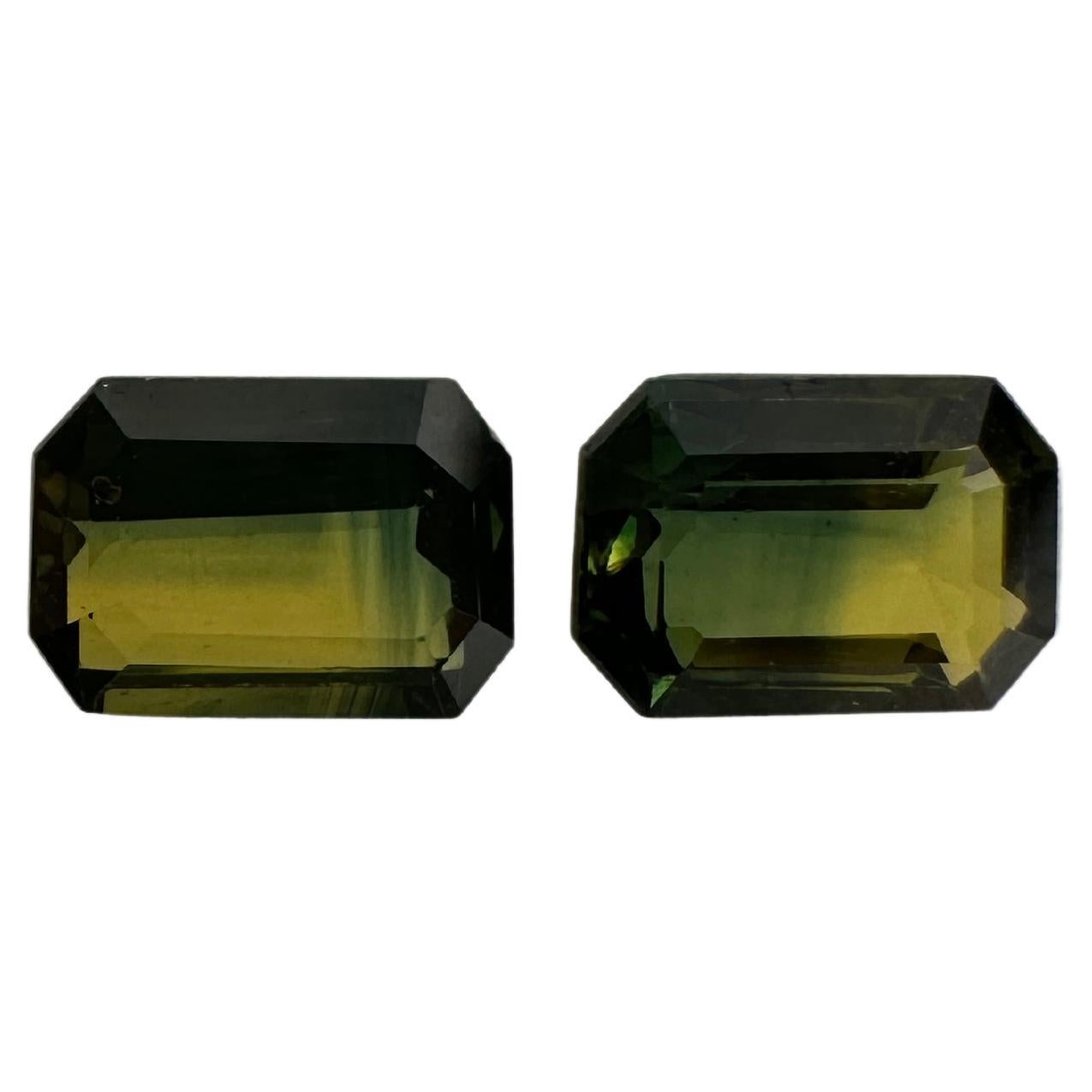 Unique Bi Color Green Yellow Sapphire 1.35 Carat Cushion Cut Rare Gem ...