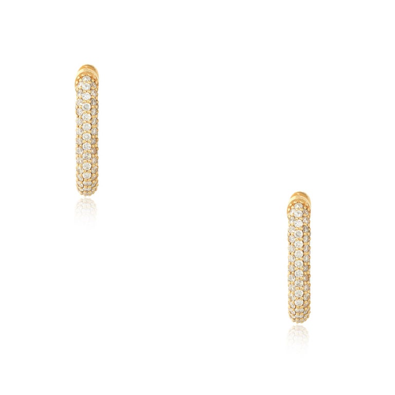 2.55 Carat Diamond Tubular Rectangle Hoop Earrings 18 Karat in Stock ...