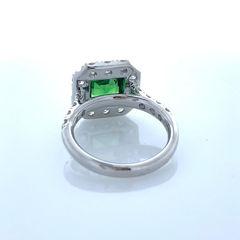 2.55 Carat Radiant Cut Tsavorite and Diamond Ring in 18K White Gold For ...