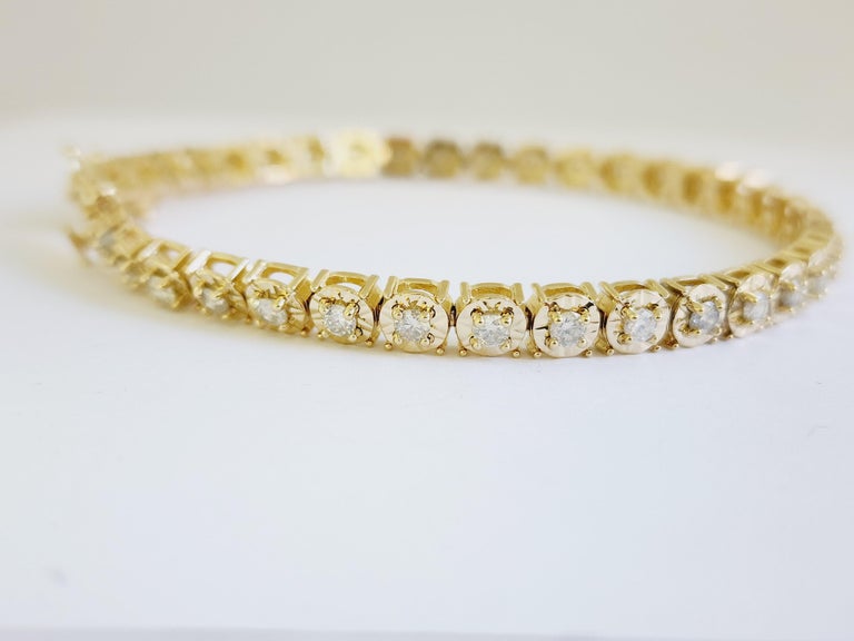 2.55 Carats Diamond Cut Miracle Illusion Tennis Bracelet 14 Karat ...