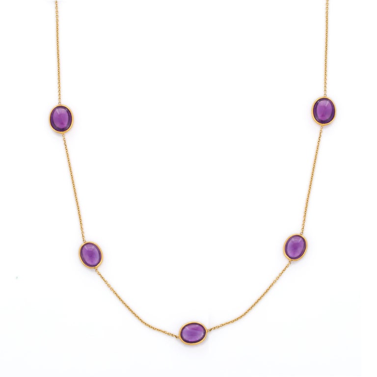 Modern 25.5 Ct Oval Amethyst Chain Necklace Enhancer in 18K Yellow Gold ...
