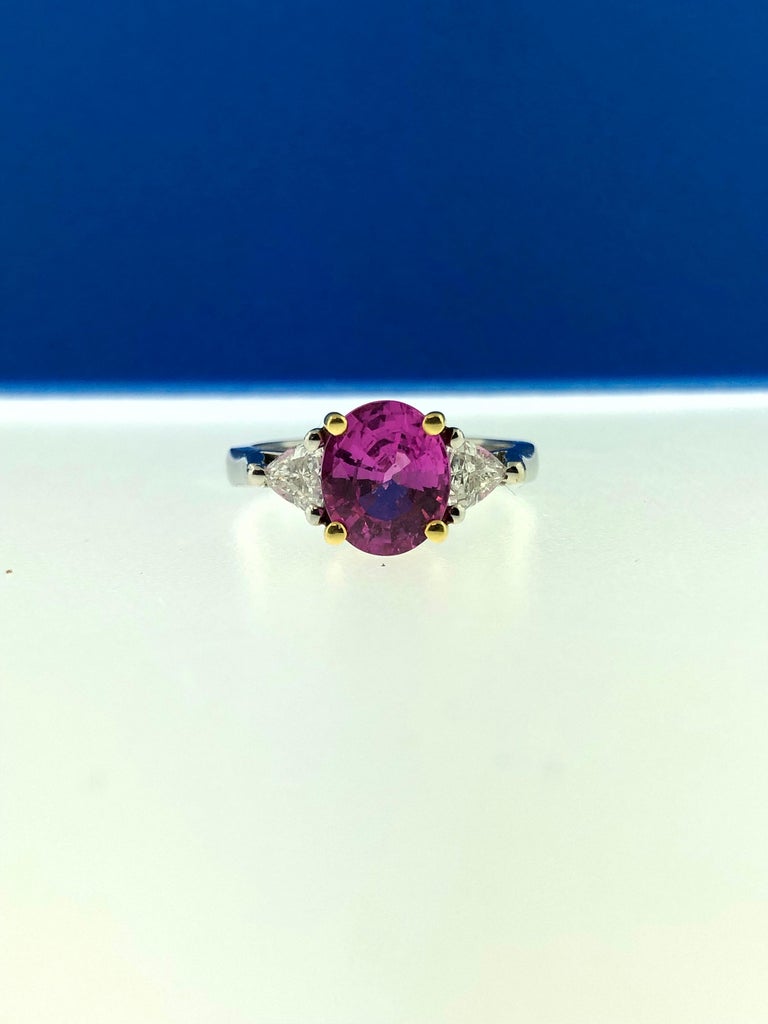 2.56 Carat Oval Hot Pink Sapphire and Diamond Platinum Cocktail Ring at ...