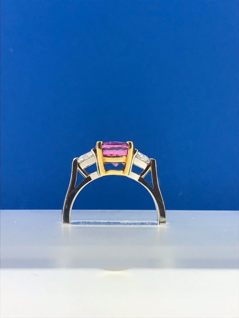 2.56 Carat Oval Hot Pink Sapphire and Diamond Platinum Cocktail Ring at ...