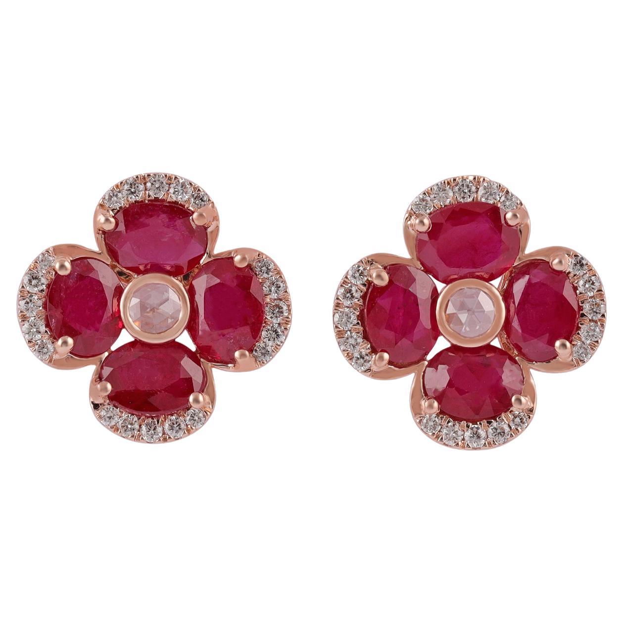 Dalben Irregular Shape Rose Cut Slice Ruby Yellow Gold Earrings at ...