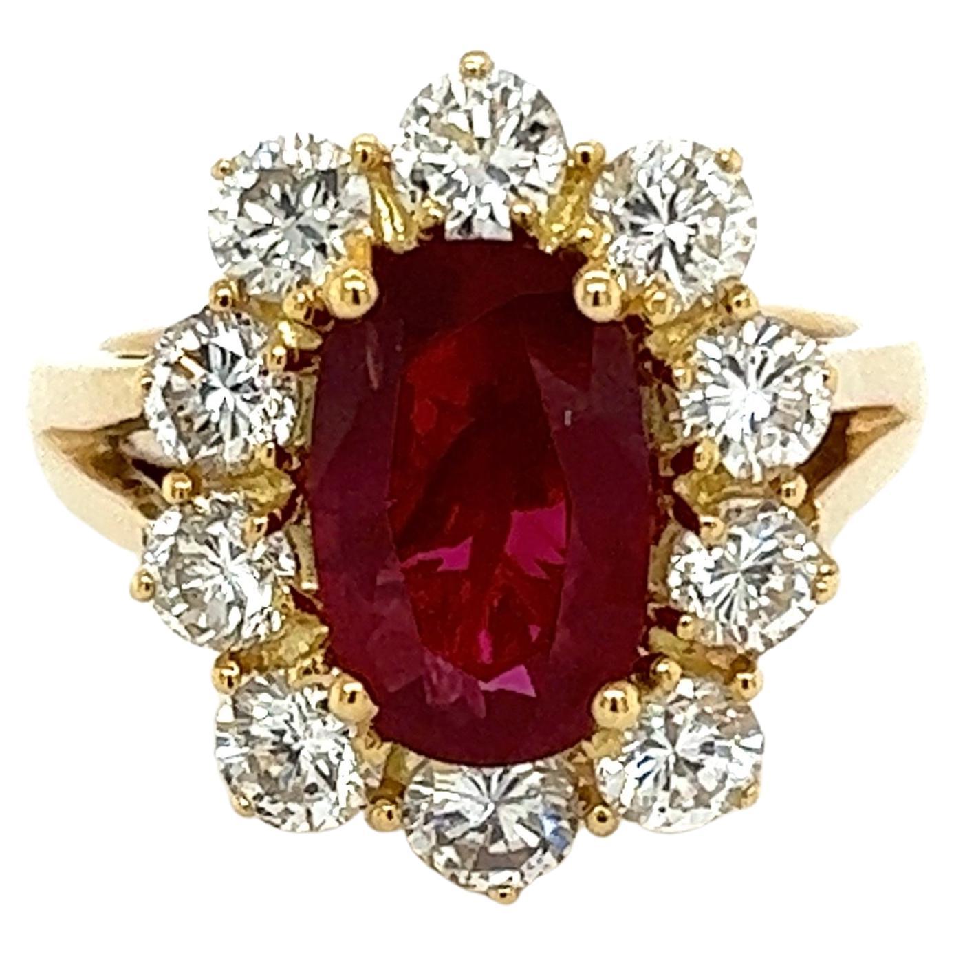 Ruby No Heat GIA and Diamond Platinum Ring Estate Fine Jewelry For Sale ...