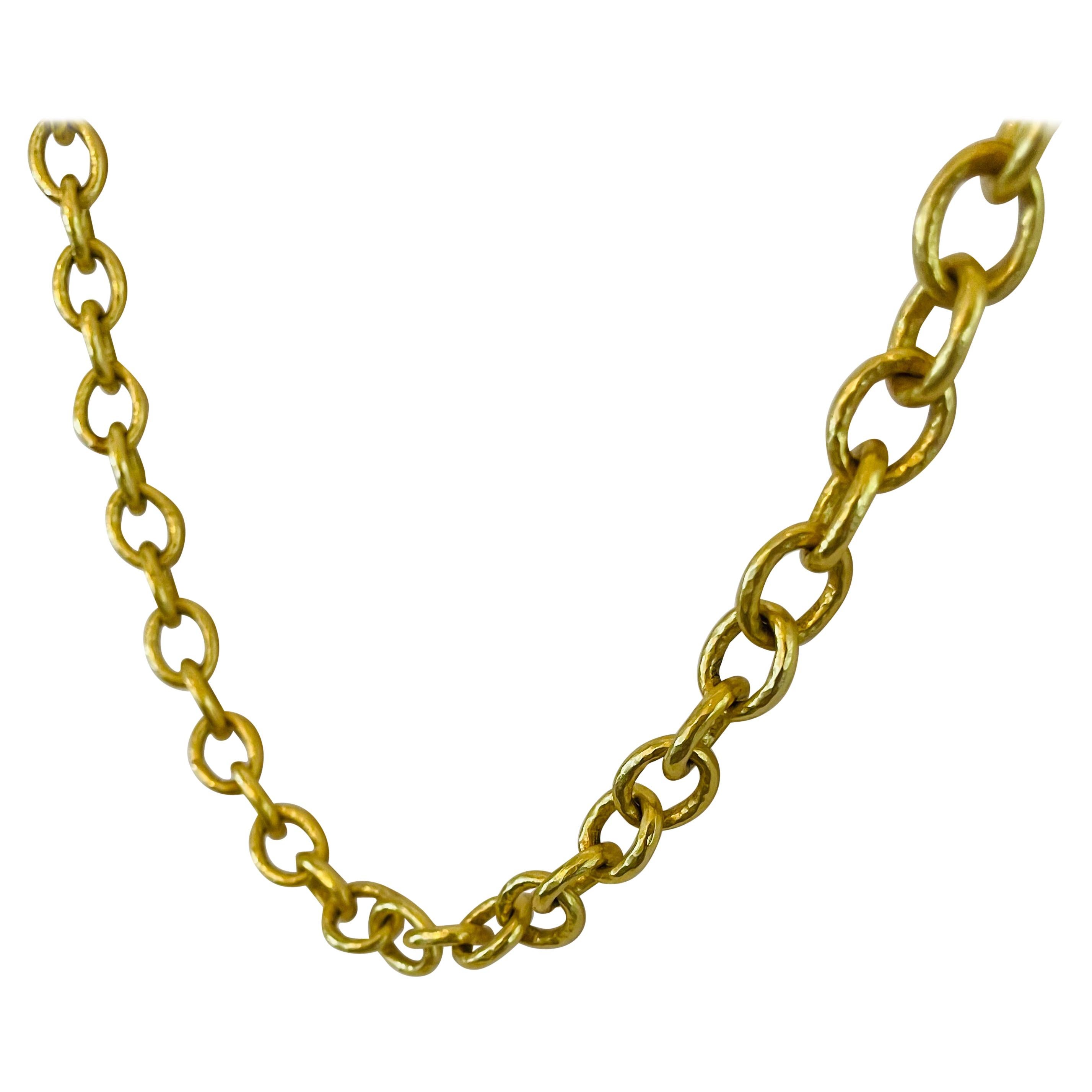 Handmade Kyanite 20 Karat Gold Chain Necklace For Sale at 1stDibs