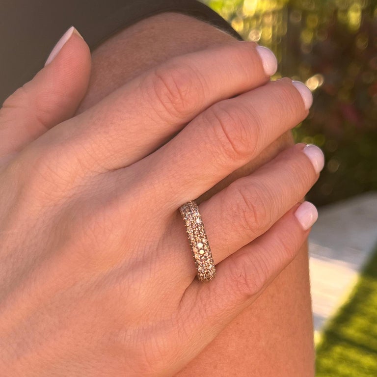 2.60 CTW White and Champagne Pavé Diamond 18K Rose Gold Square Modern ...