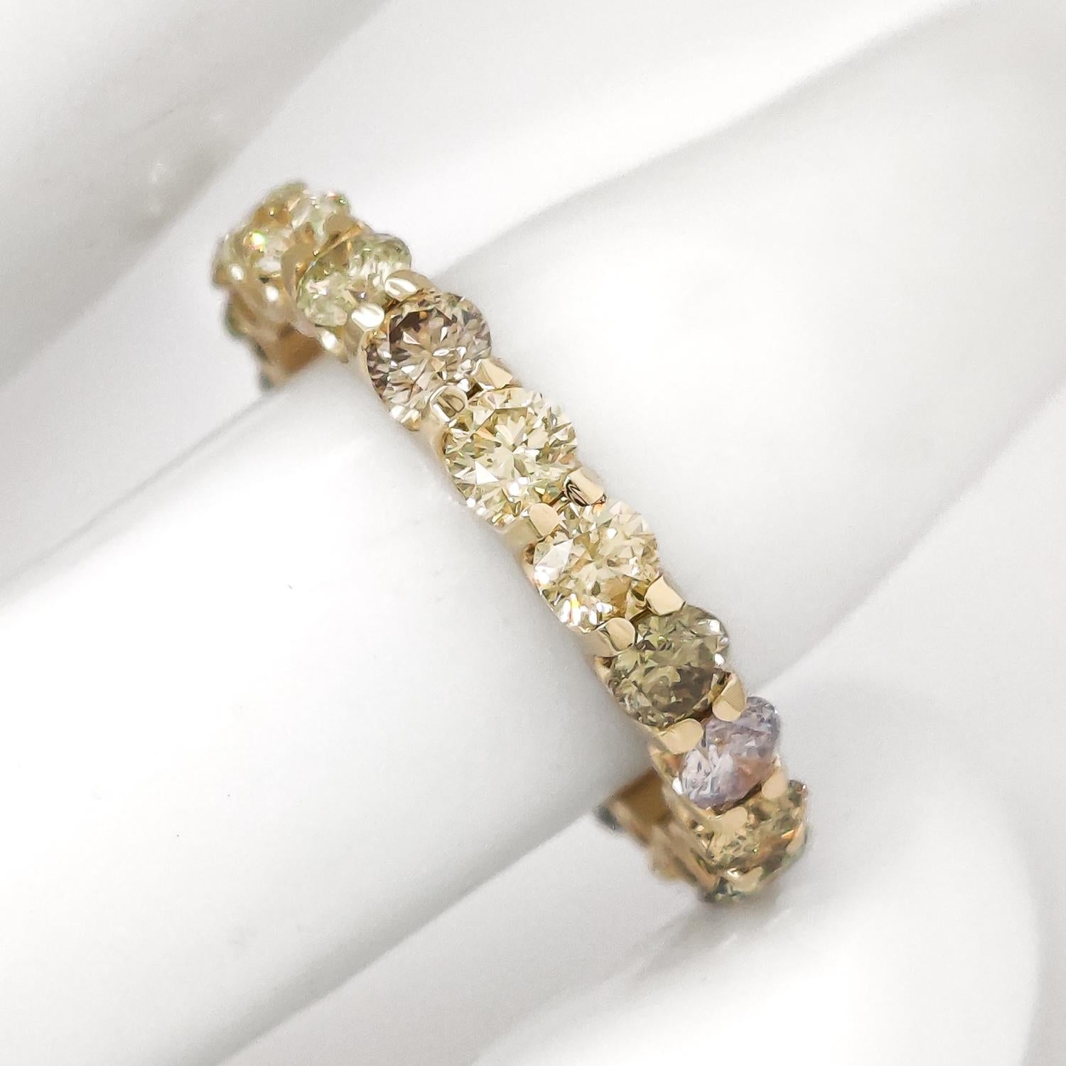 2.60ct Natural Fancy Colors Diamond Eternity Ring at 1stDibs