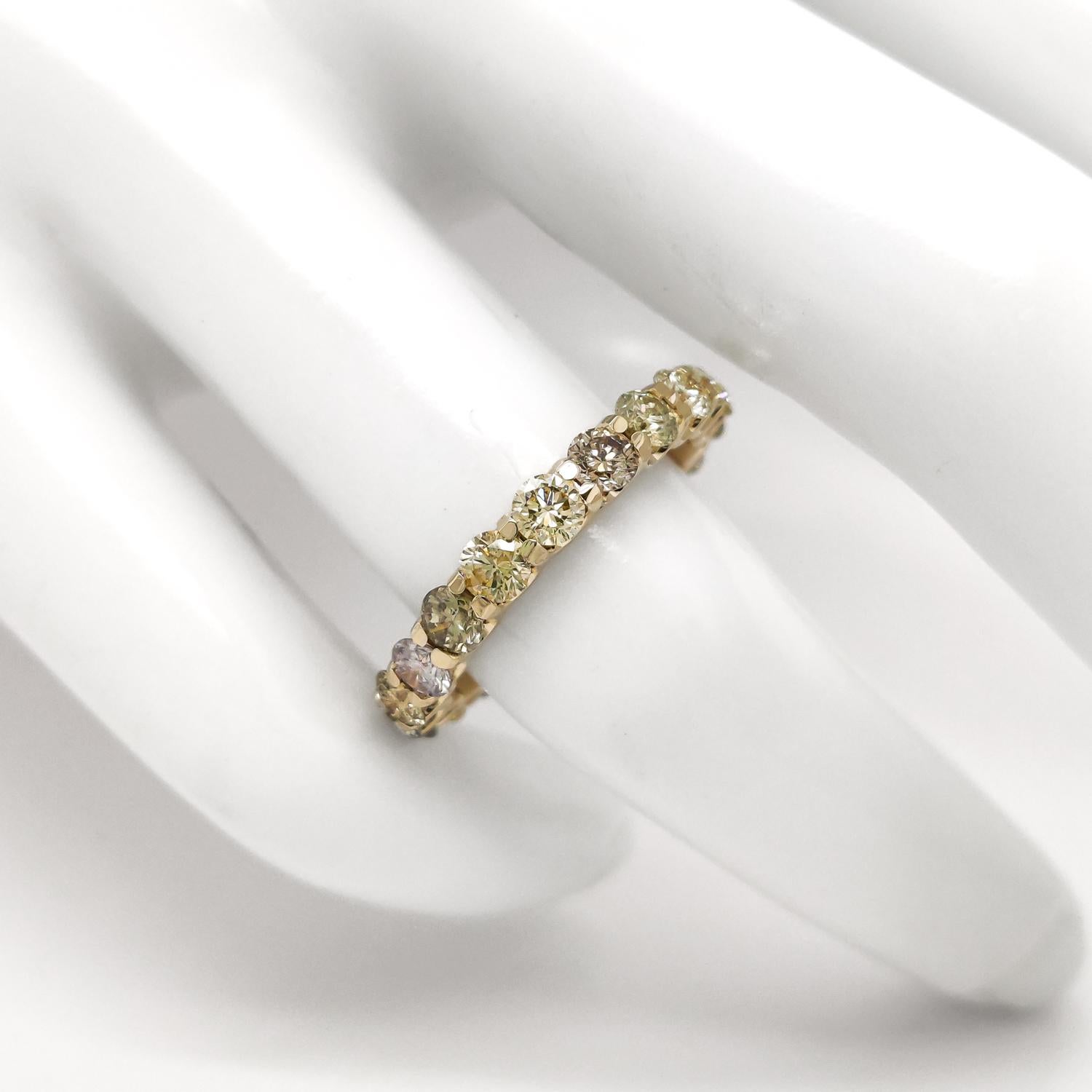 2.60ct Natural Fancy Colors Diamond Eternity Ring For Sale at 1stDibs
