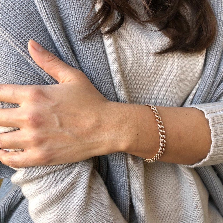 2 61 Carat Diamond 18kt Rose Gold Unisex Groumette Tennis Bracelet For