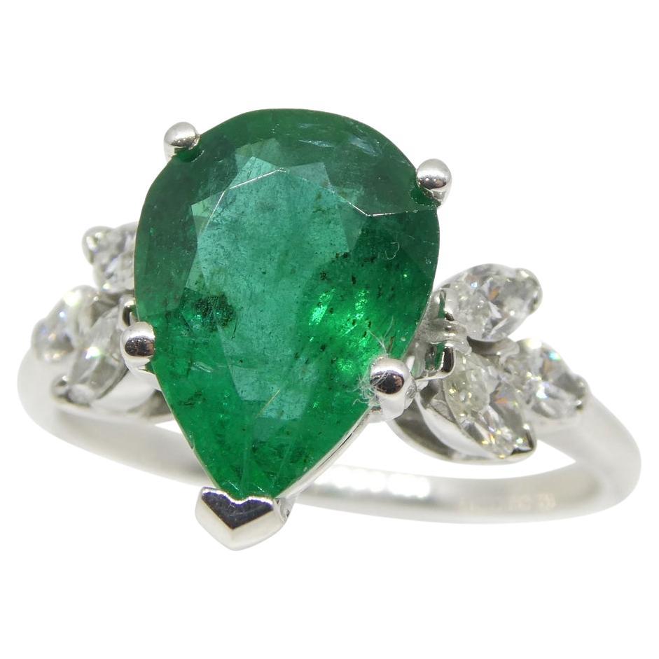 Round Green Emerald 1.78CT Mix Shape Diamonds 3.62CT in 18K White Gold ...
