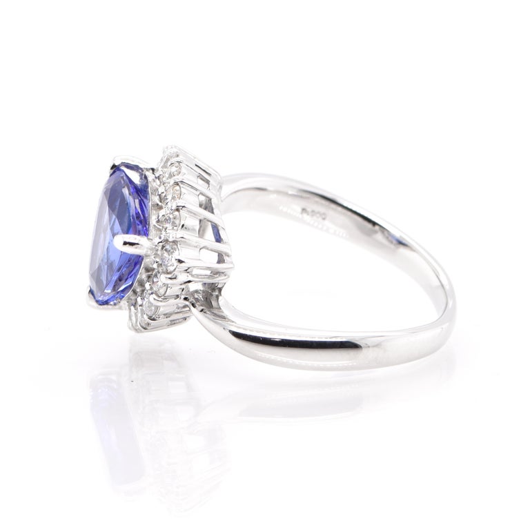 2.64 Carat, Natural, Trillion-Cut Tanzanite and Diamond Ring Set in ...
