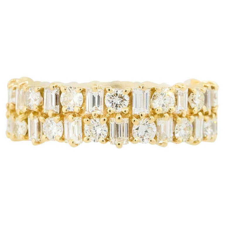 2.65 Carat Double-Row Diamond Wedding Band 18 Karat in Stock For Sale ...