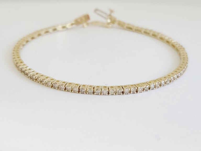 2 65 Carat Tennis Bracelet Round Brilliant Natural Diamond 14 Karat