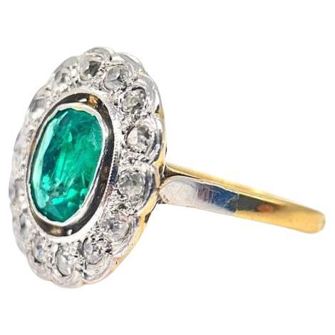 Antique Diamond and Emerald Ring For Sale at 1stDibs