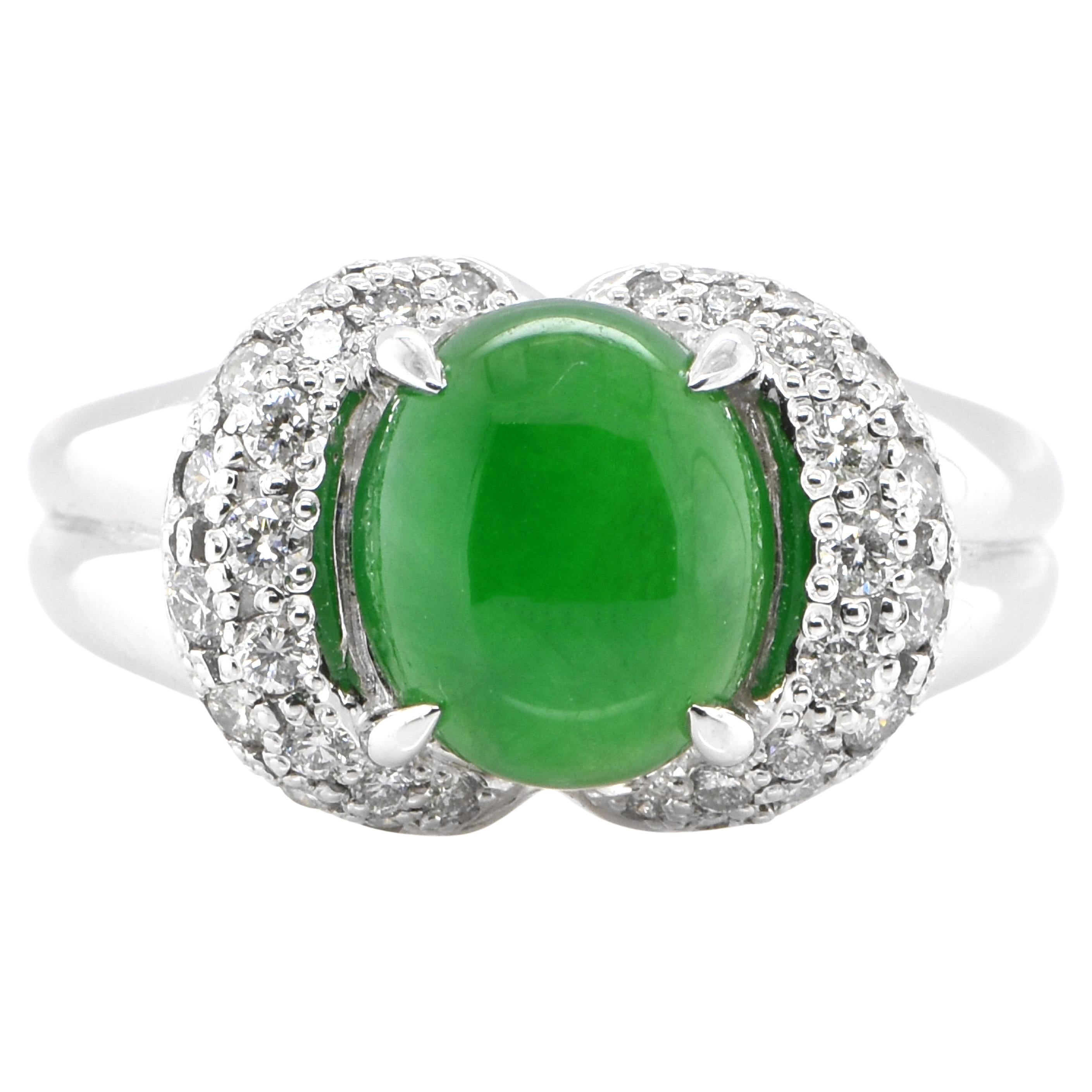 2.21 Carat Natural Jadeite and Diamond Ring Set in Platinum For Sale at ...