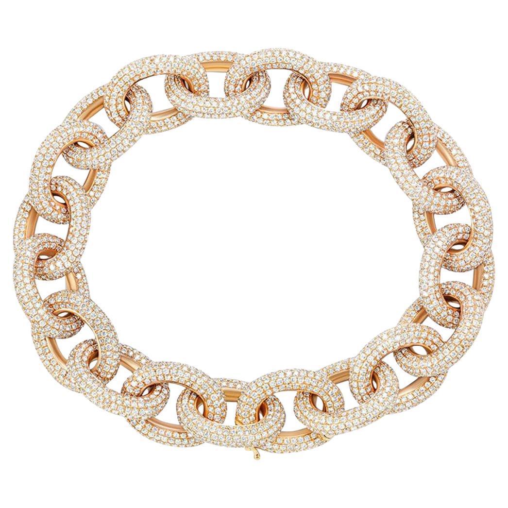 26.75 Carat Total Weight Pave Diamond Link Bracelet For Sale at 1stDibs
