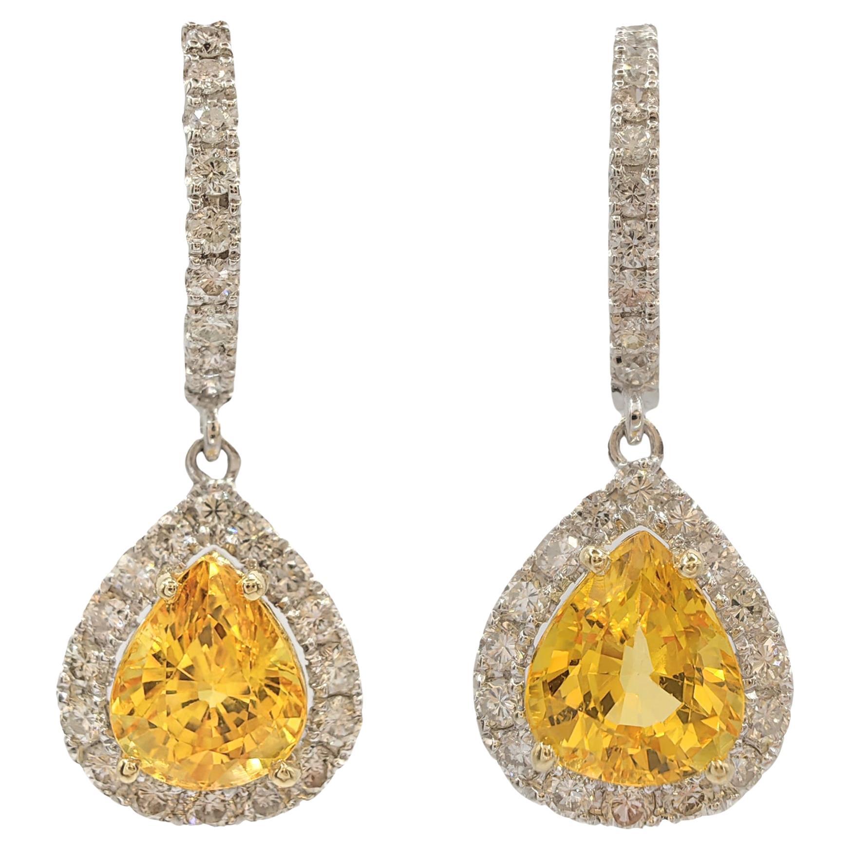 8.00ct Amethyst and 2.85ct Blue Sapphire Dangling Drop Earrings in 18K ...