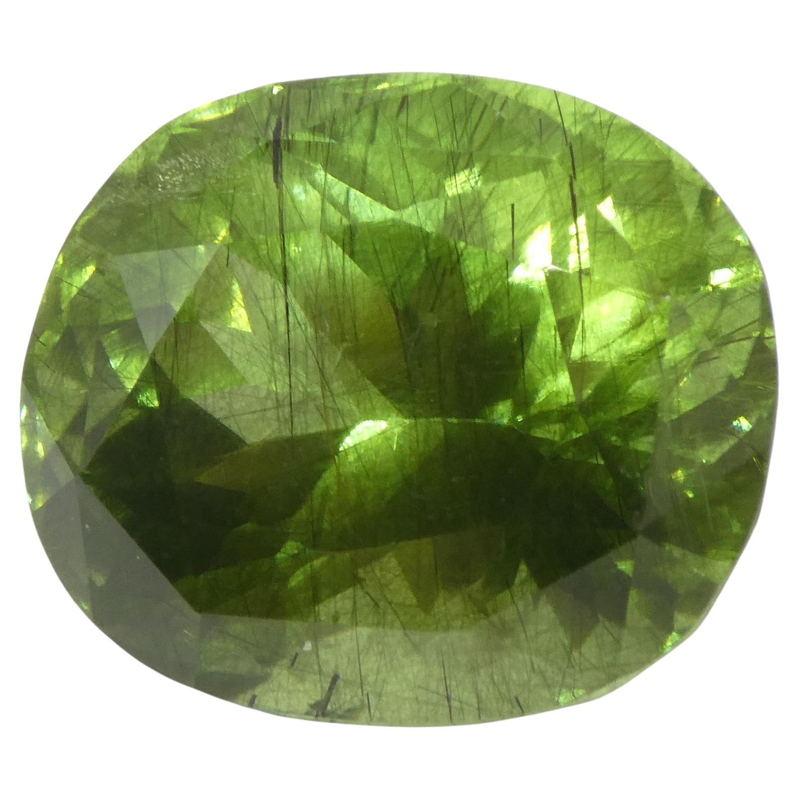 6.88 Carat Cushion Yellowish Green Peridot GIA Certified For Sale at ...