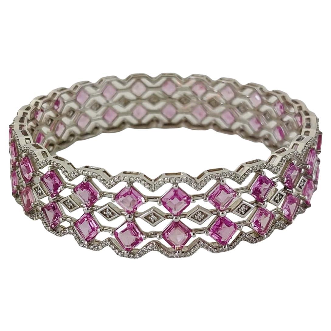 12.11 Carat Pink Sapphire and Diamond Bangle in 18k Rose Gold For Sale ...