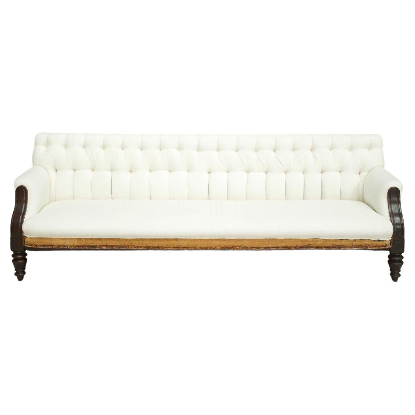 2.6m Victorian buttoned back sofa with mahogany frame at 1stDibs