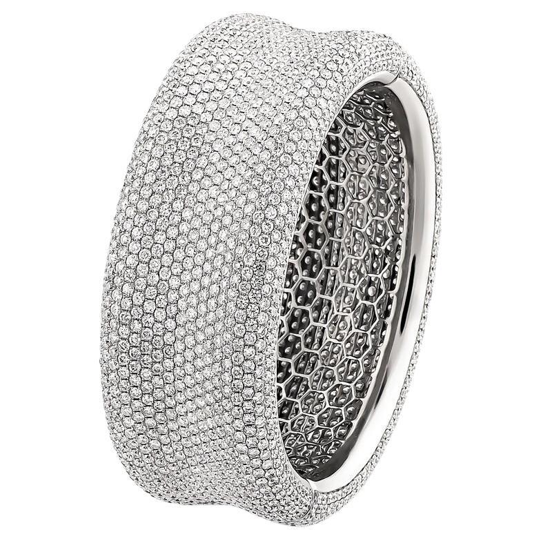Wide Diamond Pink Gold Bangle For Sale at 1stDibs