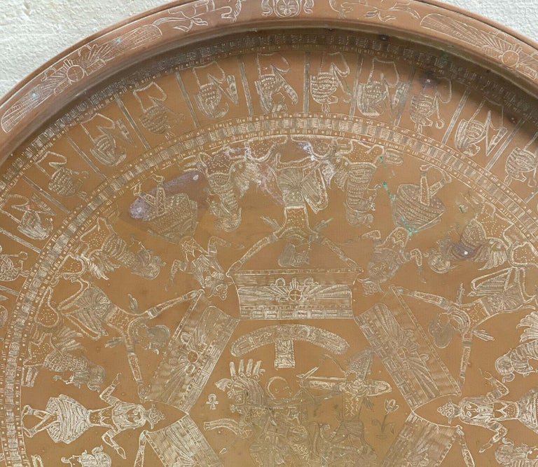 Middle Eastern Egyptian Copper and Enamel Centerpiece Tray Platter ...