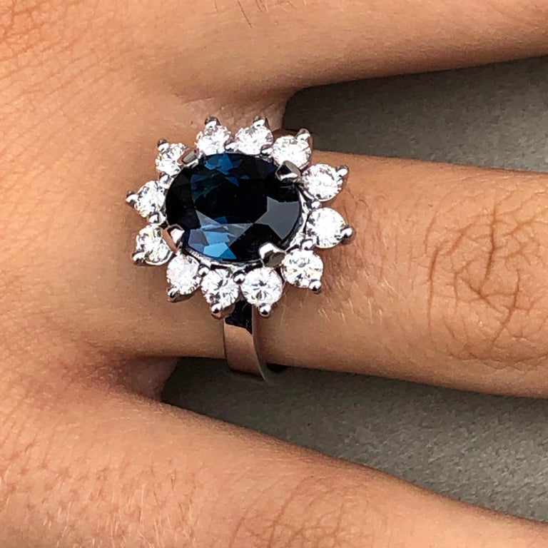 Berca 2.70 Kt Oval Indigo-Blue Tourmaline White Diamond Ballerina ...