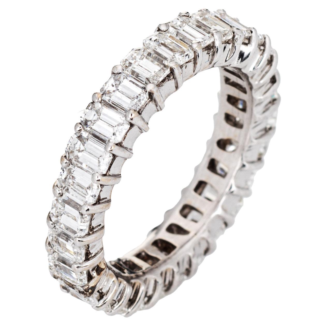 3.39ct Emerald cut diamond Band Ring at 1stDibs