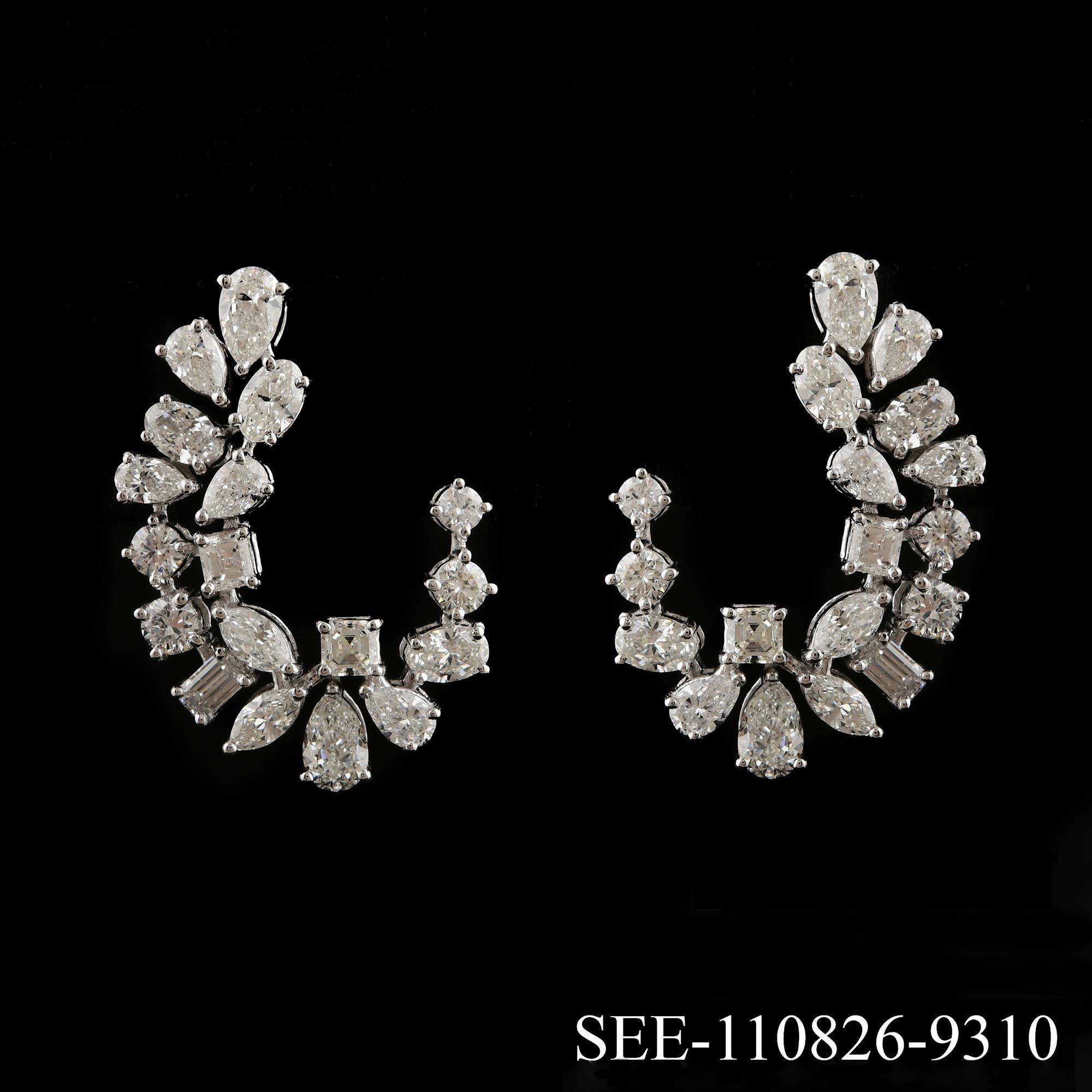 2.72 Carat Genuine Multi Cut Diamond Hoop Earrings 18k White Gold For ...