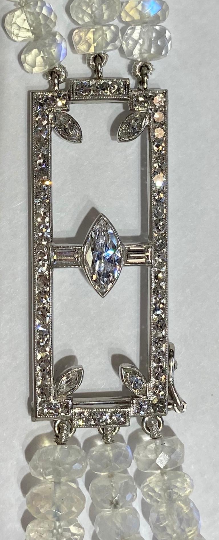 272.33 Carat of Glowing Moonstone and Diamond Multi-Strand with ...