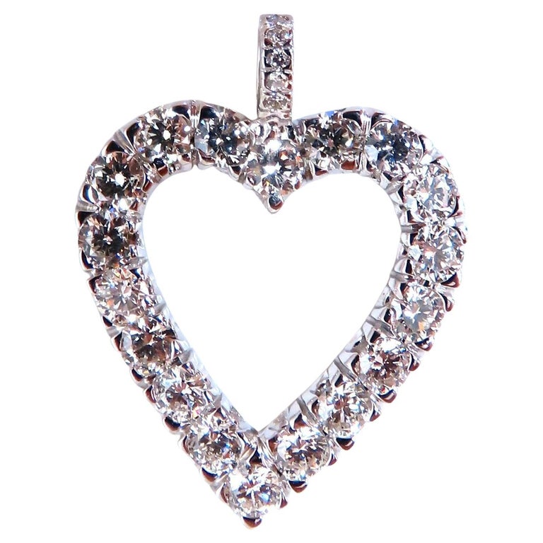 2.72ct natural diamonds open heart necklace 14kt g/vs For Sale at 1stDibs