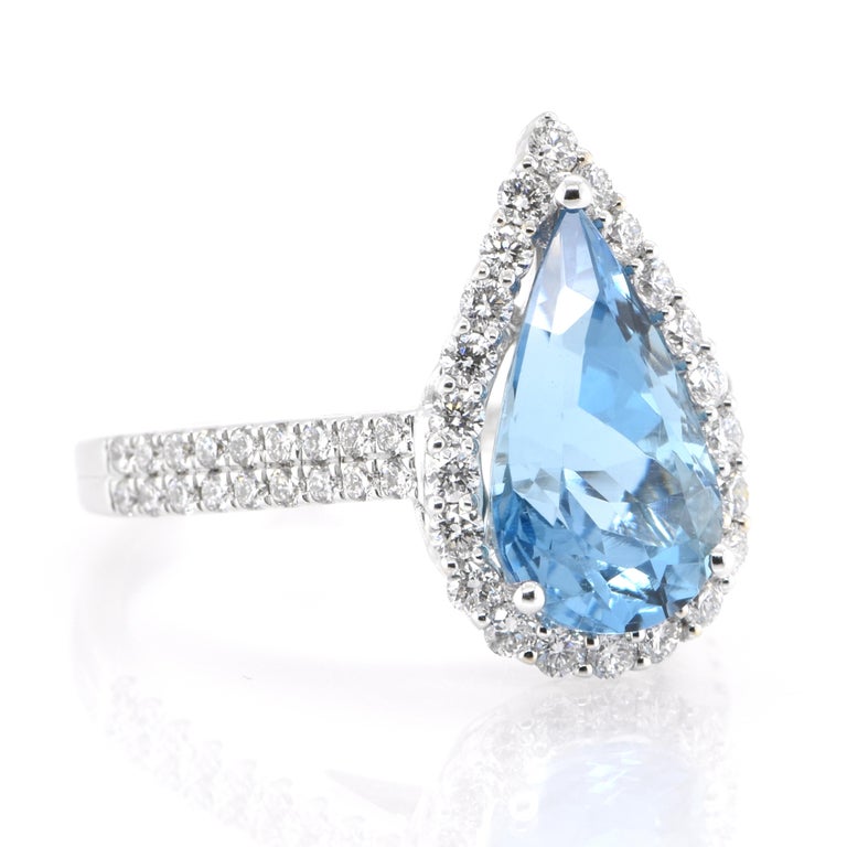 2.73 Carat Natural Santa Maria Aquamarine and Diamond Ring Set in 18K ...