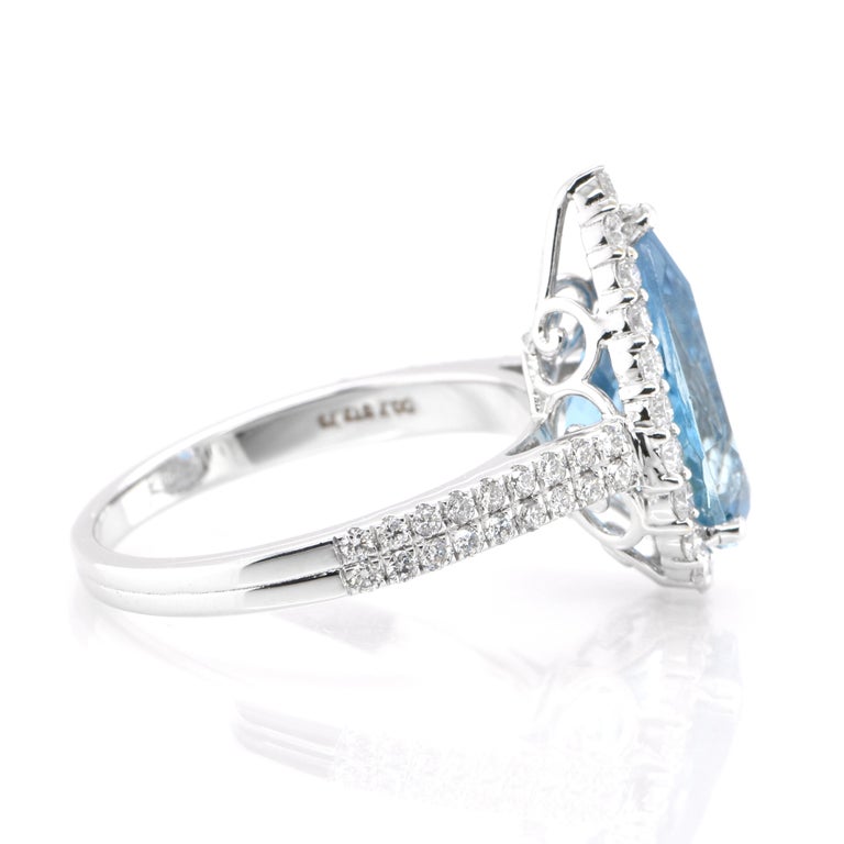 2.73 Carat Natural Santa Maria Aquamarine and Diamond Ring Set in 18K ...