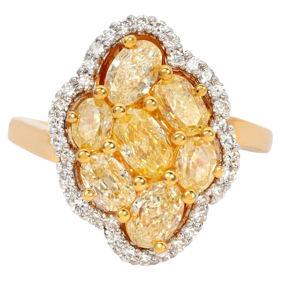 2.73 Carat Total Weight Natural Fancy Intense Yellow Cluster Diamond ...