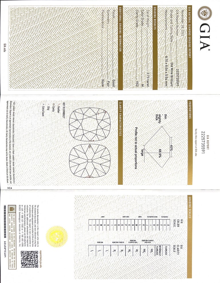 2.73 ct GIA Old Mine Cut Diamond Platinum Ring For Sale at 1stDibs