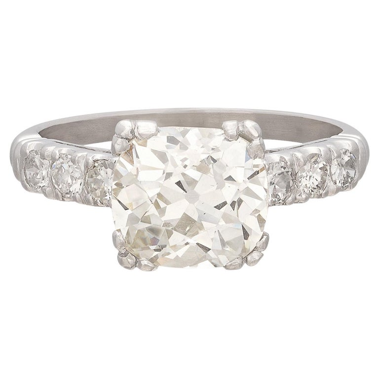 2.73 ct GIA Old Mine Cut Diamond Platinum Ring For Sale at 1stDibs