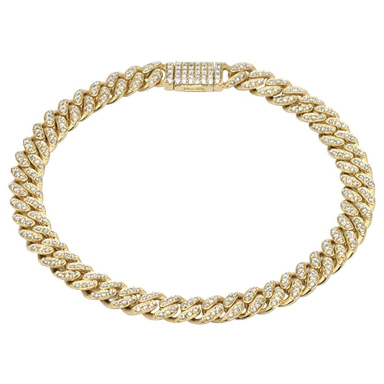 2.73ct Diamond Round Micro Pave Cuban Link 14K Yellow Gold 22.82gm ...