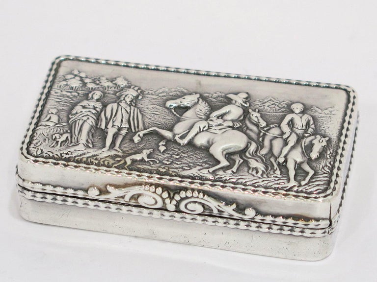 2.75 in - Sterling Silver Antique English Noblemen Scene Snuff Box For ...