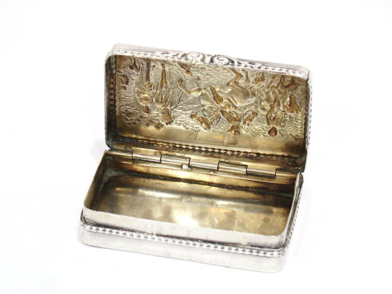2.75 in - Sterling Silver Antique English Noblemen Scene Snuff Box For ...