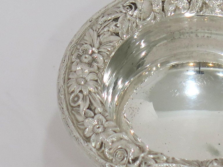 Sterling Silver S. Kirk and Son Antique Floral Repousse Footed Salt ...