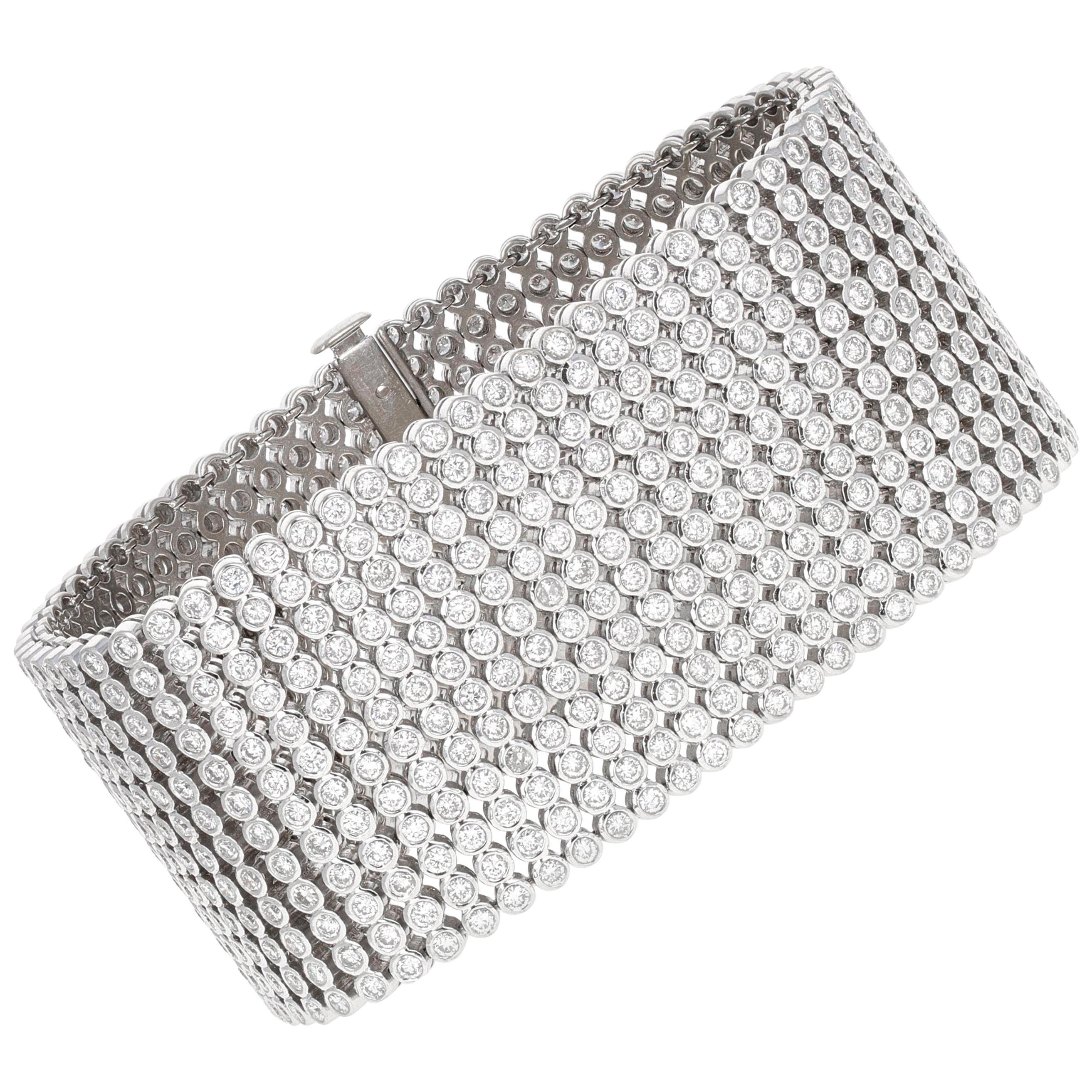 Platinum 5-Row Diamond Emerald Cut Diamond Bracelet For Sale at 1stDibs ...