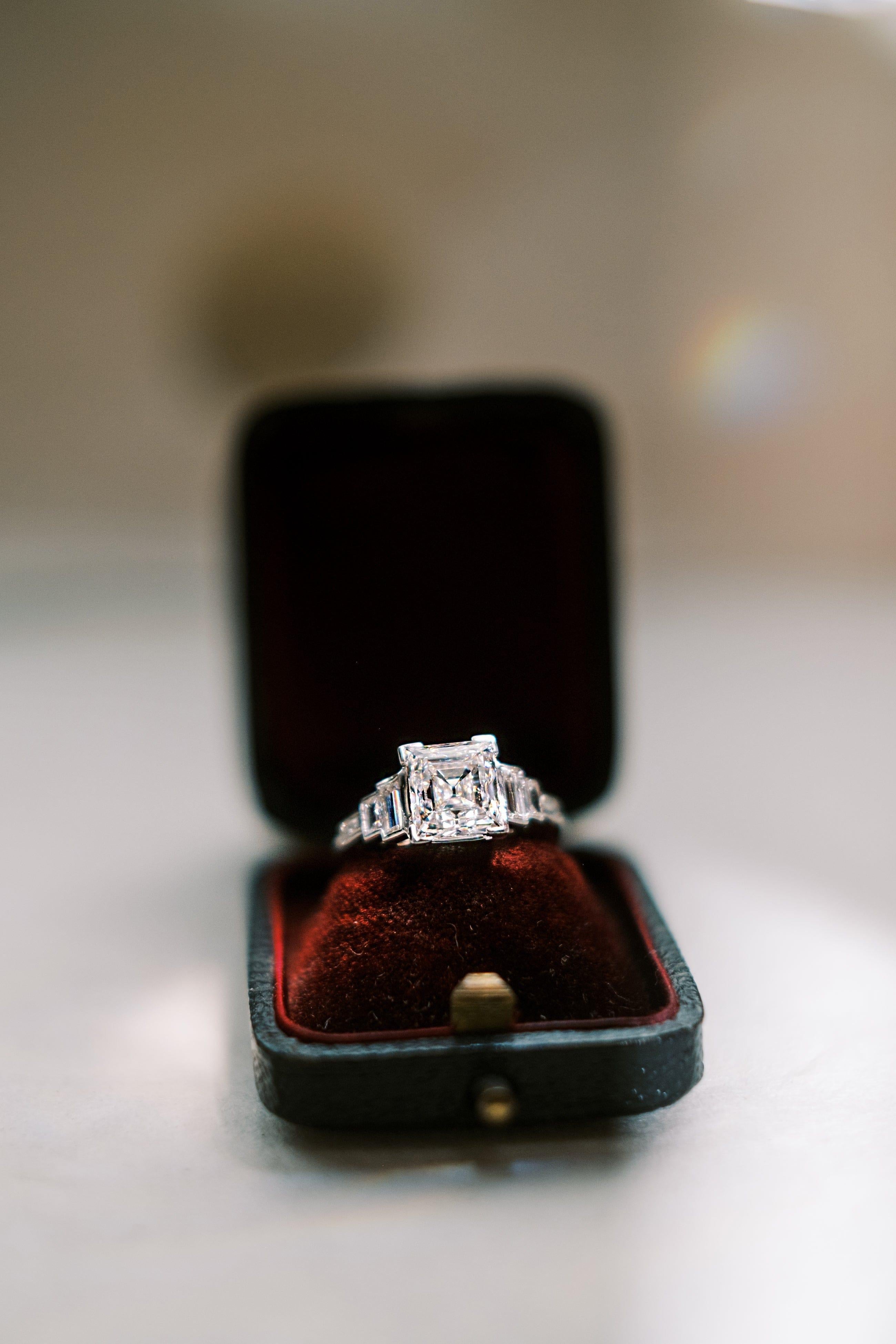 2.76-Carat Carré Cut Diamond Art Deco Ring For Sale at 1stDibs | carre ...