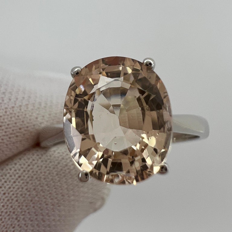 2.76 Carat Peach Pink Orange Morganite Oval Cut White Gold Solitaire ...