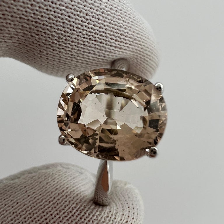 2.76 Carat Peach Pink Orange Morganite Oval Cut White Gold Solitaire ...