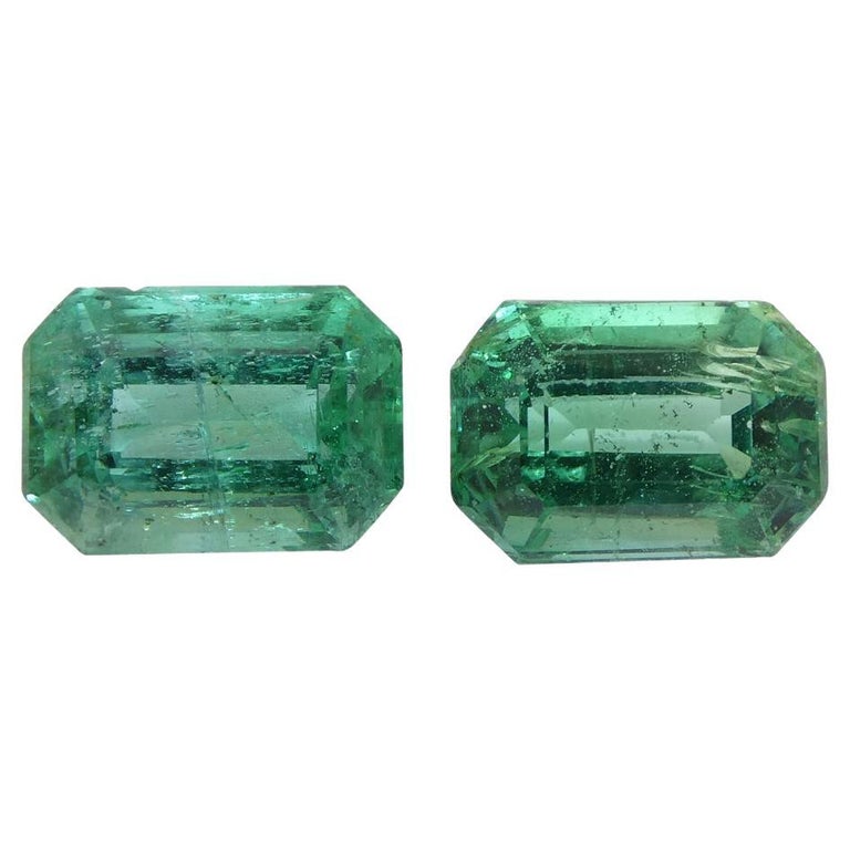 2.76ct Emerald Cut Emerald Pair For Sale at 1stDibs