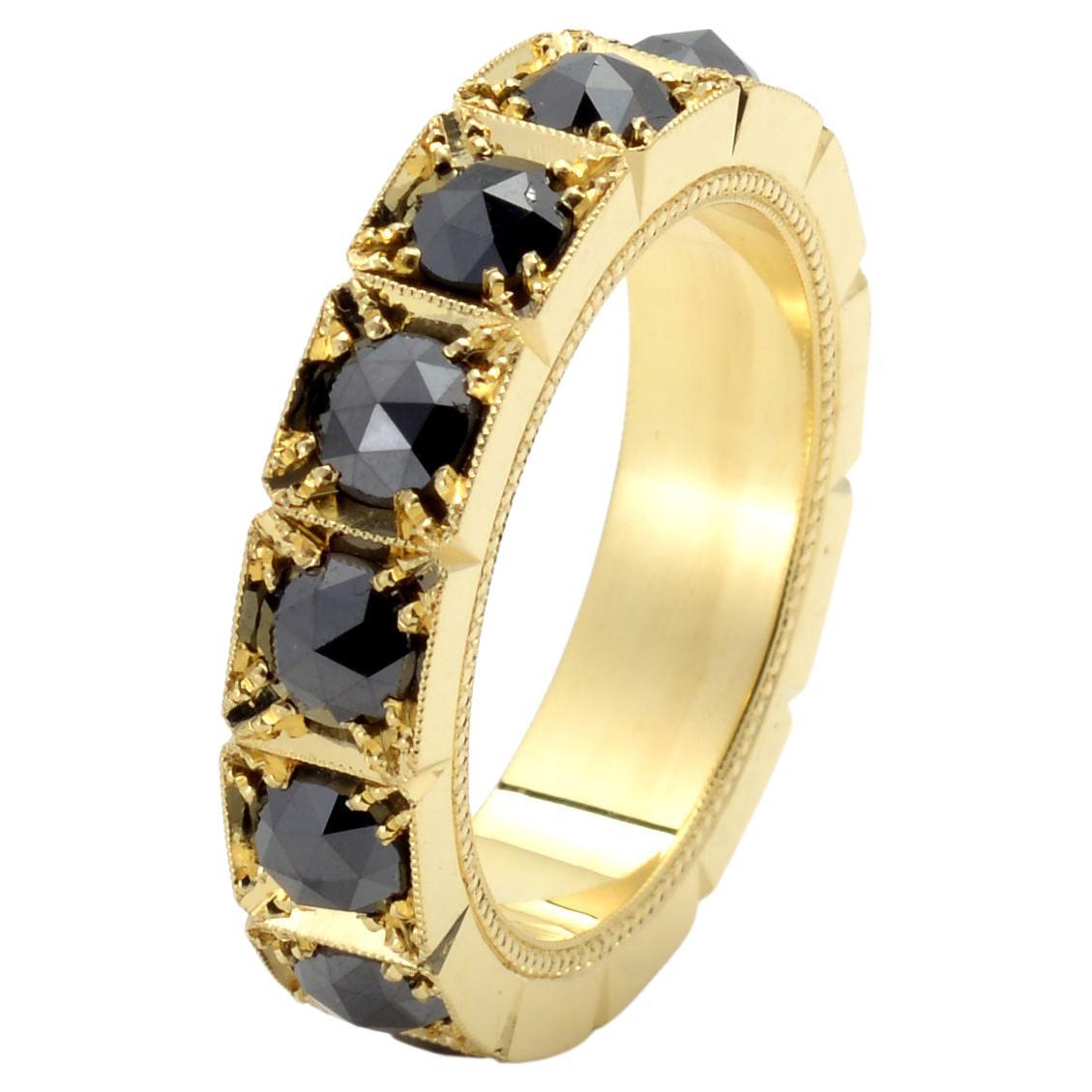 Black Diamond Eternity Ring in Rose Gold For Sale at 1stDibs