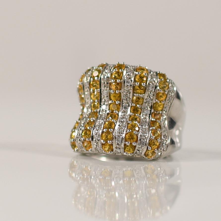 2.77ctw Yellow Sapphire and Diamond Concave Dome Fashion Ring in 18K ...