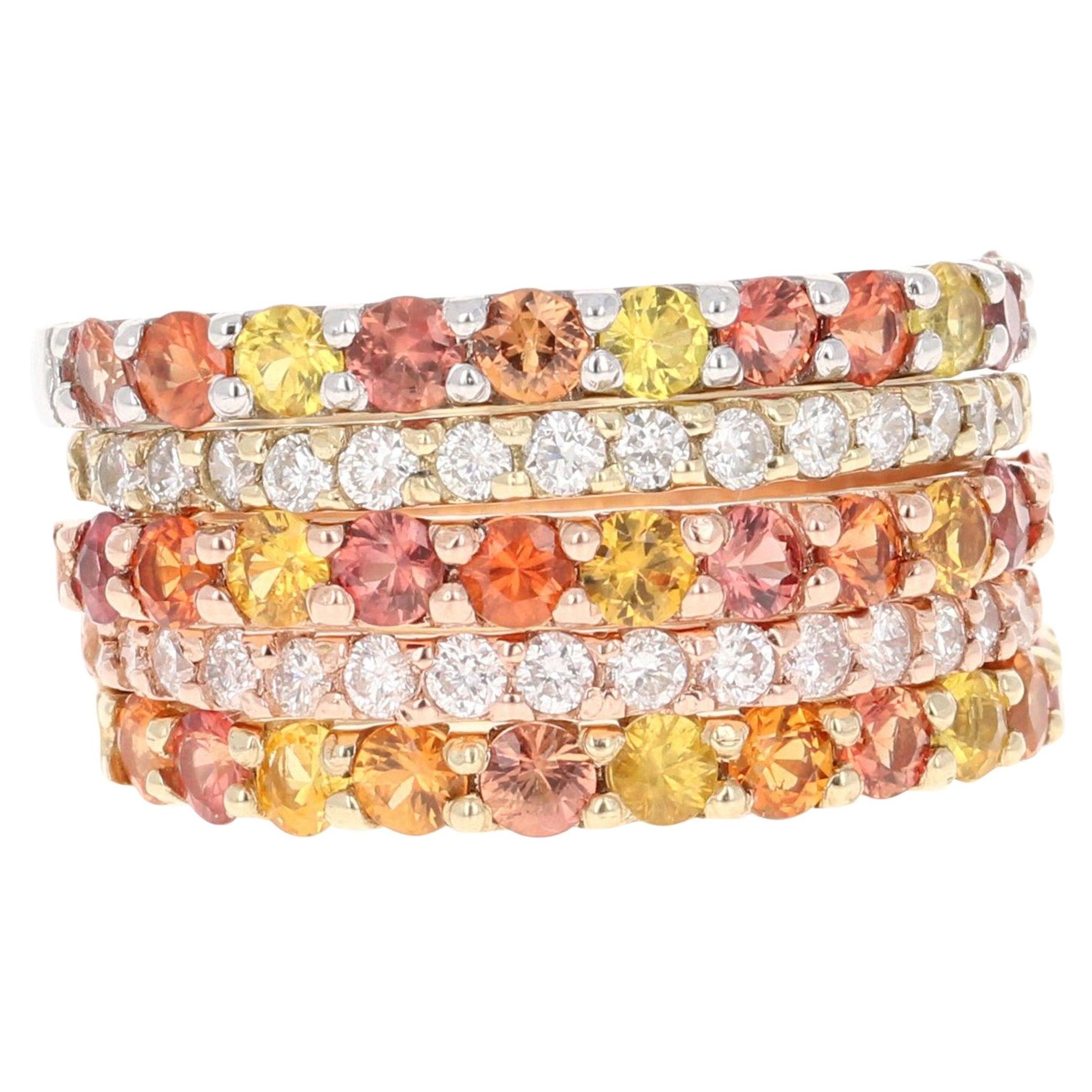 Points of Light in Gold and Diamond Stacking Rings at 1stDibs