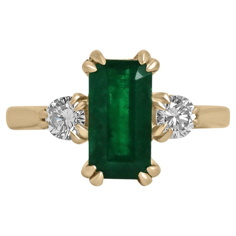 2.78tcw Natural Emerald-Emerald Cut and Brilliant Round Cut Diamond ...